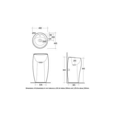 RAK Cloud Freestanding Wash Basin - Gloss White - NotJustTaps.co.uk