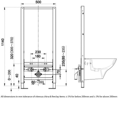 RAK Ecofix Frame for Wall Hung Bidet - 12cm wall thickness ...