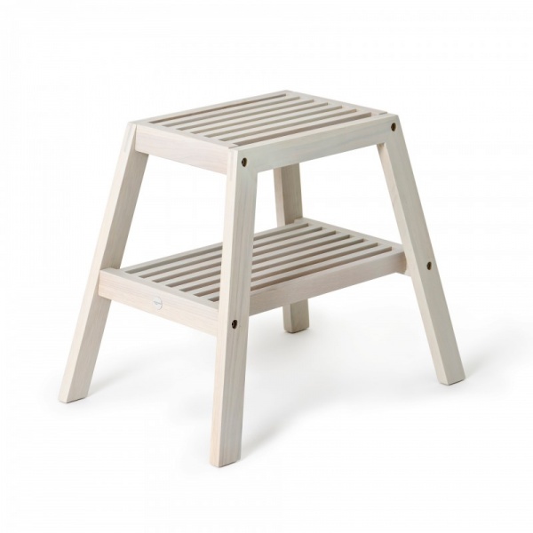 Slatted bathroom stool - white oak - NotJustTaps.co.uk
