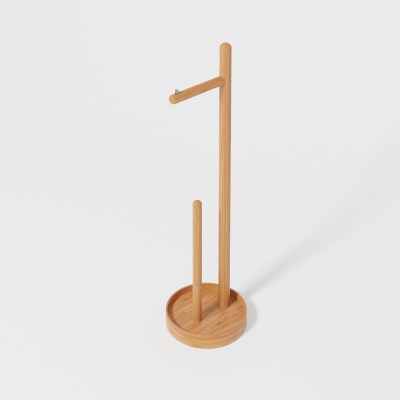 Yoku Freestanding Toilet Roll Holder - Bamboo - NotJustTaps.co.uk