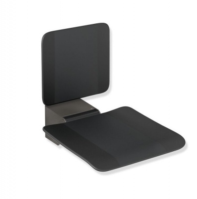 HEWI System '900' 45cm Hinged Shower Seat With Backrest - Matt Black ...