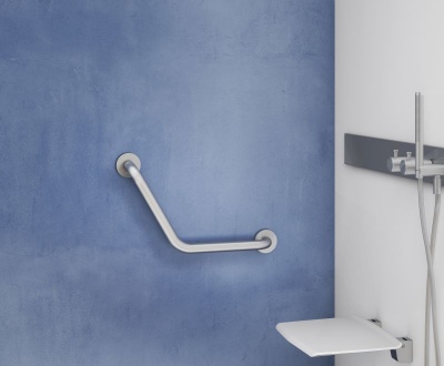 G Pro Brushed Steel Angled Grab Bar - NotJustTaps.co.uk
