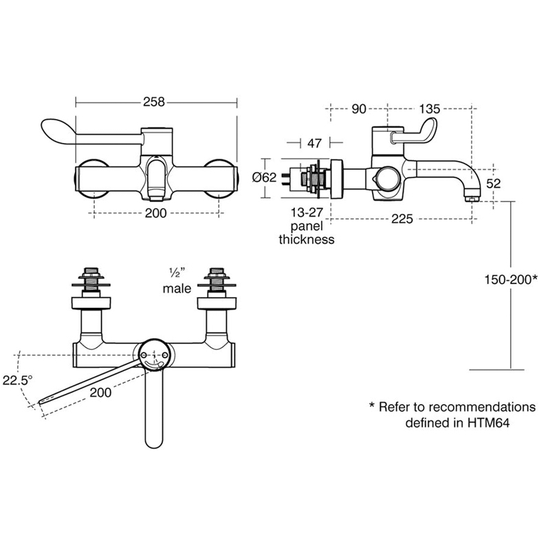 HTM64 Armitage Shanks Markwik 21 Thermostatic Panel Mounted Sequential ...