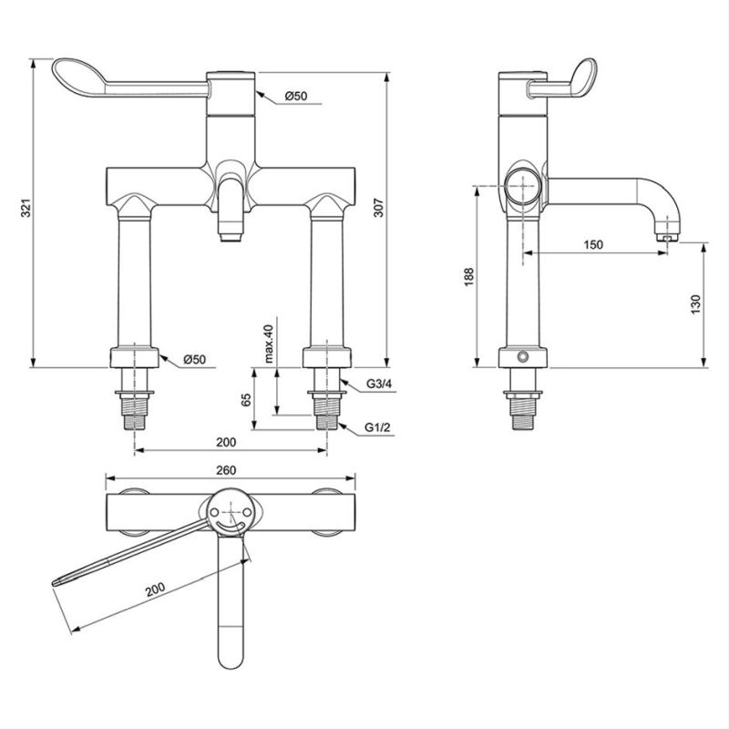 Armitage Shanks Markwik 21 Demountable Pillar Mixer - Detachable Spout ...