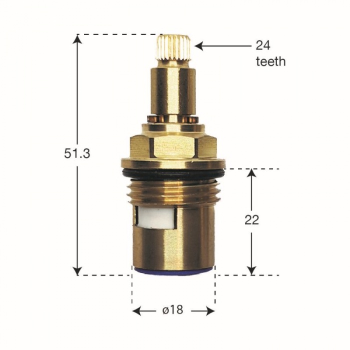 51mm Tall Quarter Turn Tap Valves with 24 Teeth - NotJustTaps.co.uk