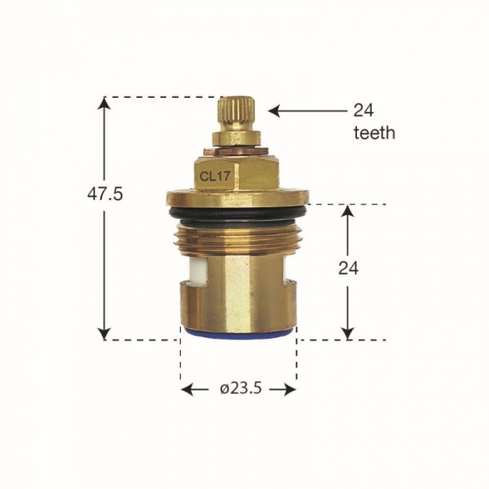Extra Short 3/4 inch BSP quarter tap valves with 24 teeth - 47mm tall ...