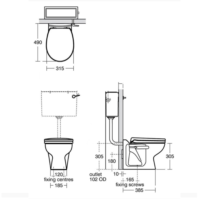 Armitage Shanks Contour 21 Schools Toilet Set with Back to Wall WC Pan ...