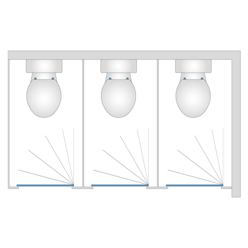 Corner Sited Toilet Cubicle | 3 Cubicle Pack - NotJustTaps.co.uk