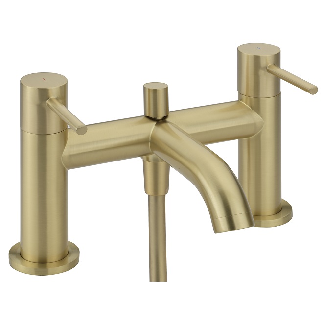 Ergo Brushed Brass Bath Shower Mixer & Kit - NotJustTaps.co.uk