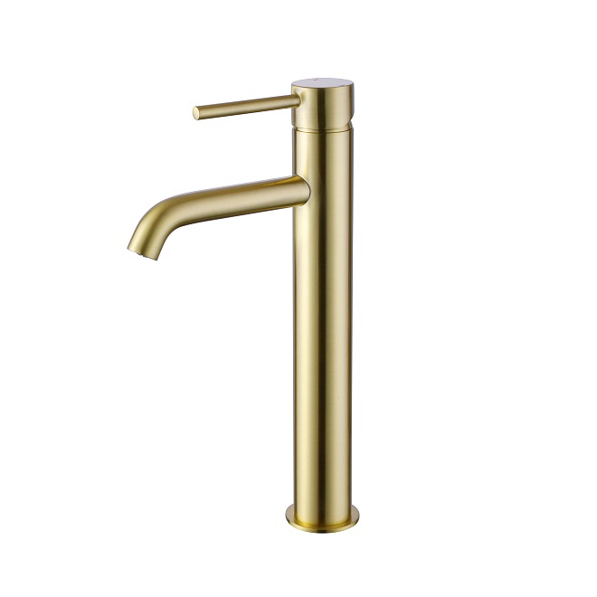 Ergo Brushed Brass Extra Tall Monobloc Basin Tap - NotJustTaps.co.uk