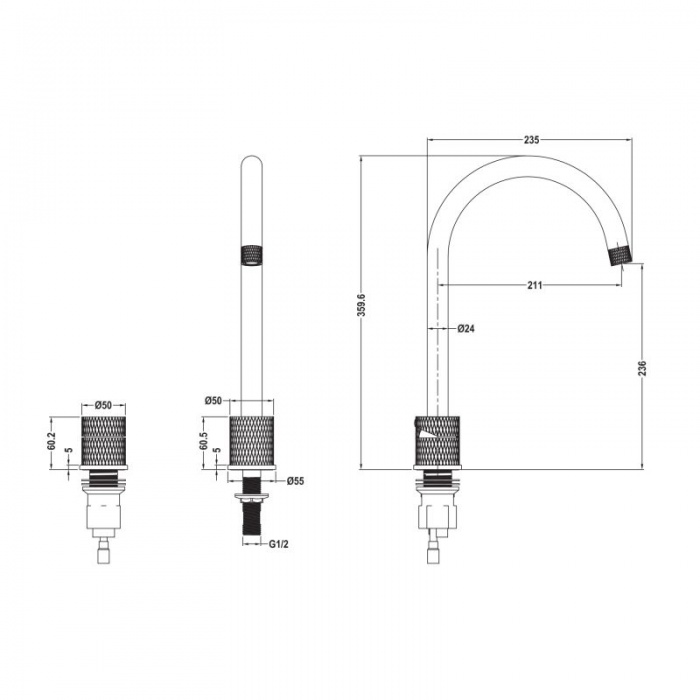 Finire Knurled Two Hole Chrome Kitchen Taps - NotJustTaps.co.uk