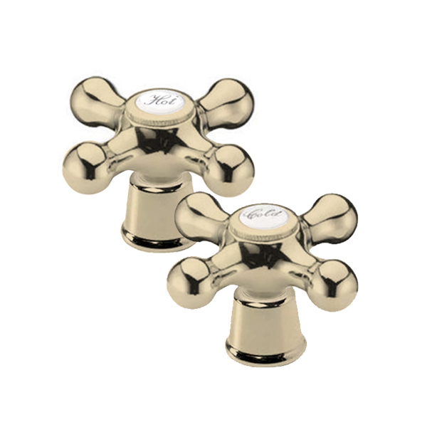 Pair Gold Plated Traditional Tap Handles - NotJustTaps.co.uk
