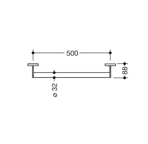 HEWI 50cm Support Rail - Satin Stainless Steel - NotJustTaps.co.uk