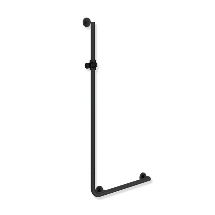 HEWI 'L' Shaped Support Support Rail & Shower Head - Matt Black ...