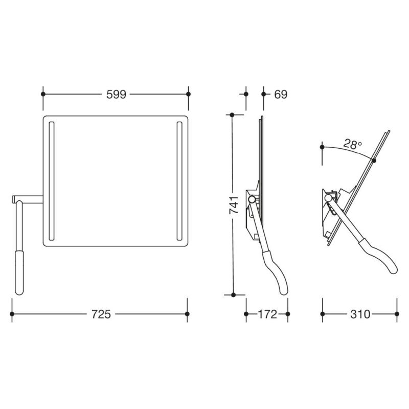 HEWI Adjustable LED Mirror - Dementia Friendly Lever - NotJustTaps.co.uk