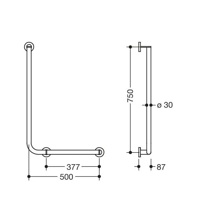 System 900 'L' Shaped Support Support Rail - Matt Black - NotJustTaps.co.uk