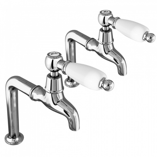 Classic Lever Pillar Taps on Stands | White Lever Taps - NotJustTaps.co.uk