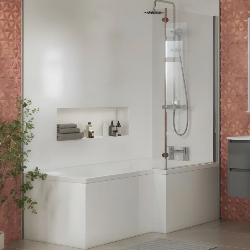 L Shaped Bath Screen - NotJustTaps.co.uk