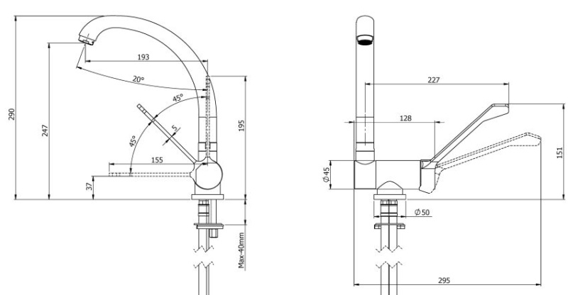 Medic Line Plus Foldable Spout Sink Mixer - NotJustTaps.co.uk