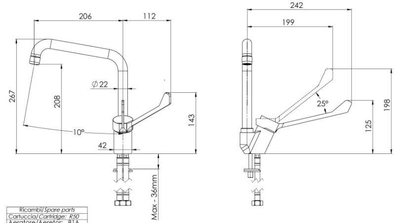 Medic Line Plus High Spout Sink Mixer - NotJustTaps.co.uk