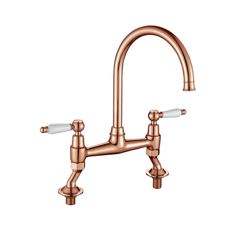 Moulins Twin Lever Copper Bridge Kitchen Tap - NotJustTaps.co.uk