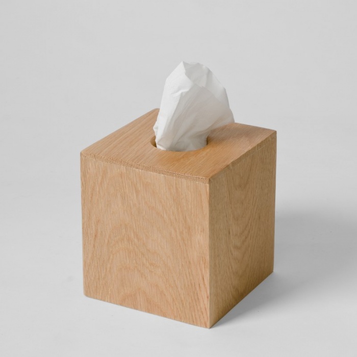 Natural Oak Cube Tissue Box Cover - NotJustTaps.co.uk