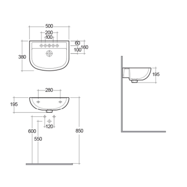 The RAK '50' One Tap Hole Medical Basin - NotJustTaps.co.uk