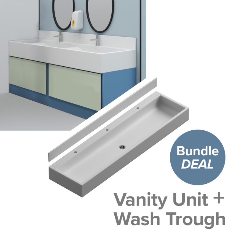 Standard Corian Wash Trough with Vanity Unit - 3 User Wash Trough ...