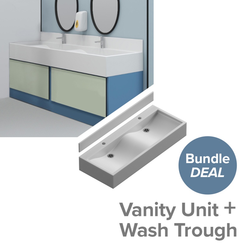 Wave Corian Wash Trough with Vanity Unit - 2 User Wash Trough 1000mm ...