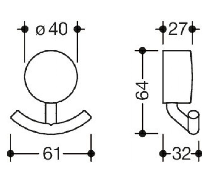 HEWI System 815 Double Robe Hook - Chrome - NotJustTaps.co.uk
