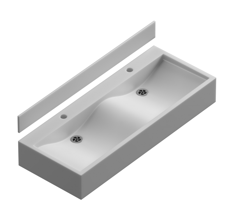 Wave Corian Wash Trough - 2 User Wash Trough 1000mm wide - NotJustTaps ...