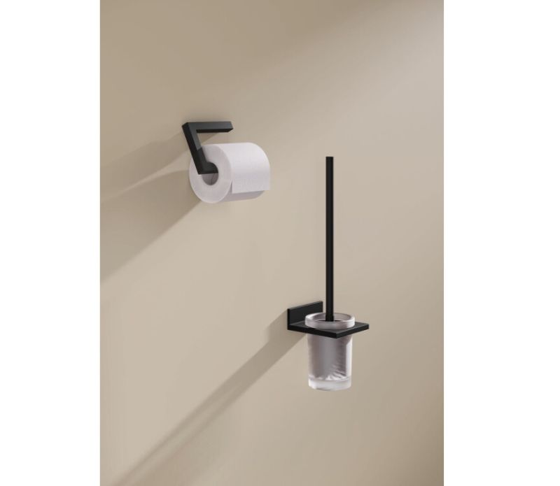 System 900Q Wall Mounted Toilet Brush Unit - Black - NotJustTaps.co.uk