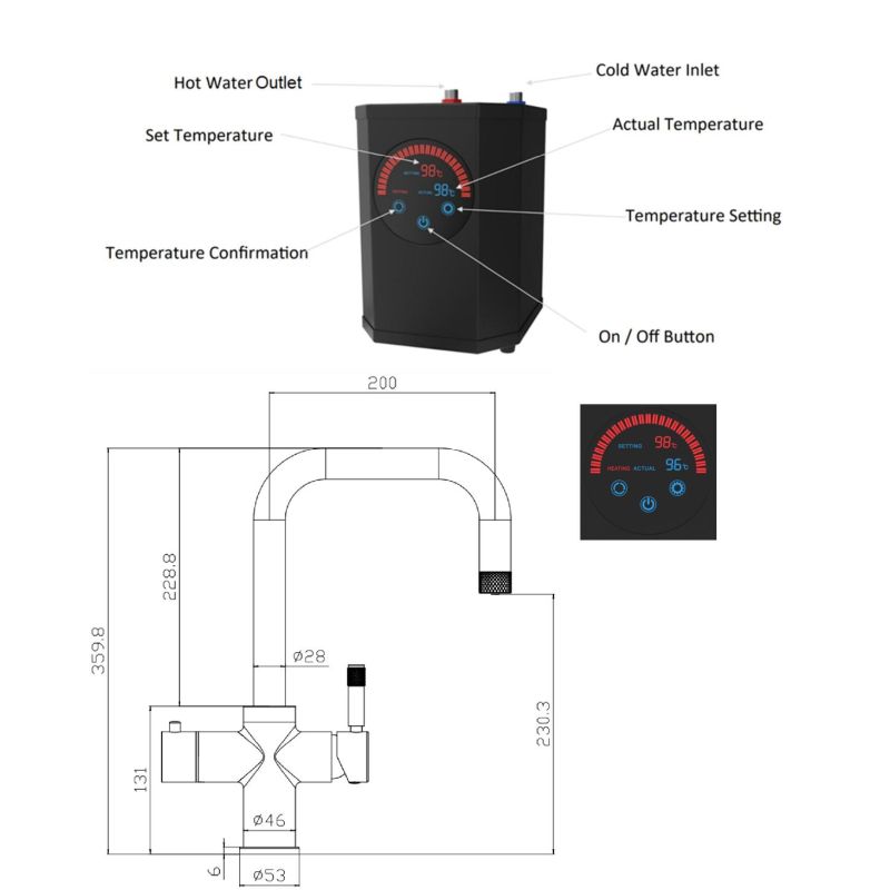 Quattro Hydro Square Spout 4 in 1 Boiling Water Tap - Chrome ...