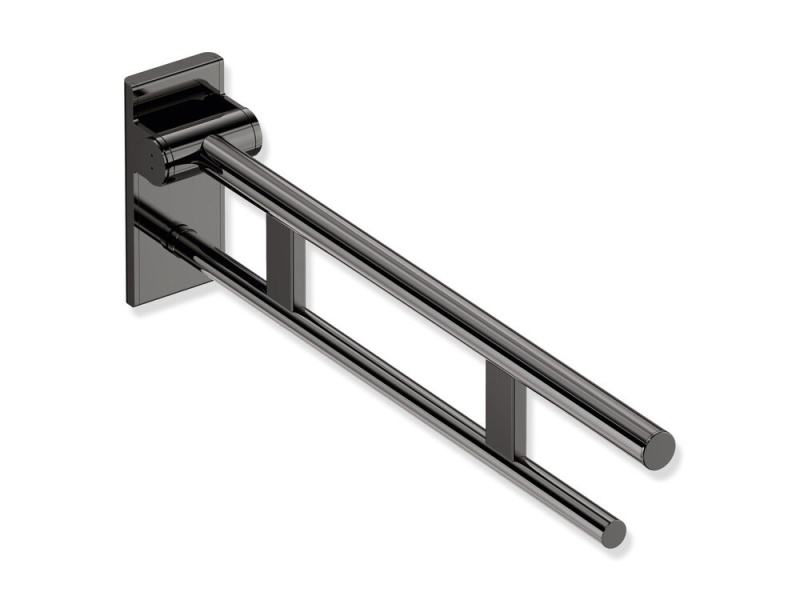 HEWI 700mm Duo Twin Bar Hinged Support Rail - Glossy Black Chrome ...