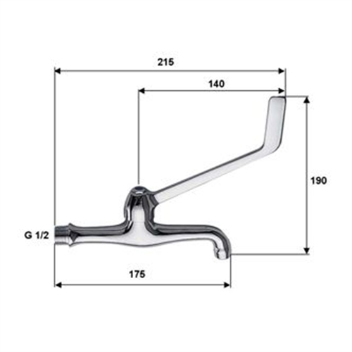 Commercial Series Elbow Lever Bib Tap - NotJustTaps.co.uk