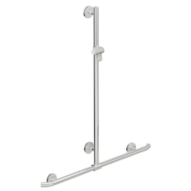 HEWI Shower Grab Rail with Vertical Support Bar and Shower Head Holder ...