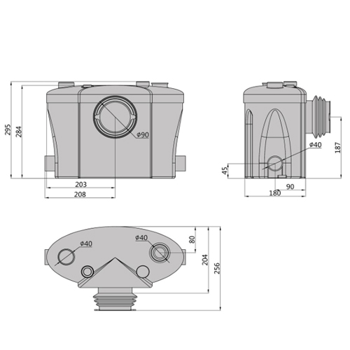 FlowPro FP400B Macerator for WC and Bathroom with Top Outlet ...