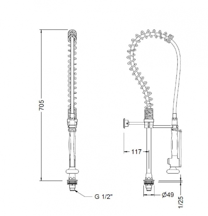 Gentech Countertop spacesaver Pre-Rinse Column - NotJustTaps.co.uk