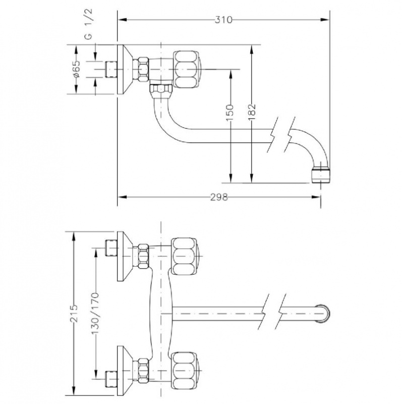 Gamma Twin Handle Wall Mounted Sink Mixer - NotJustTaps.co.uk