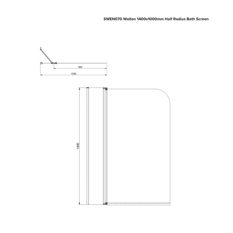 Half Radius Bath Screen - NotJustTaps.co.uk