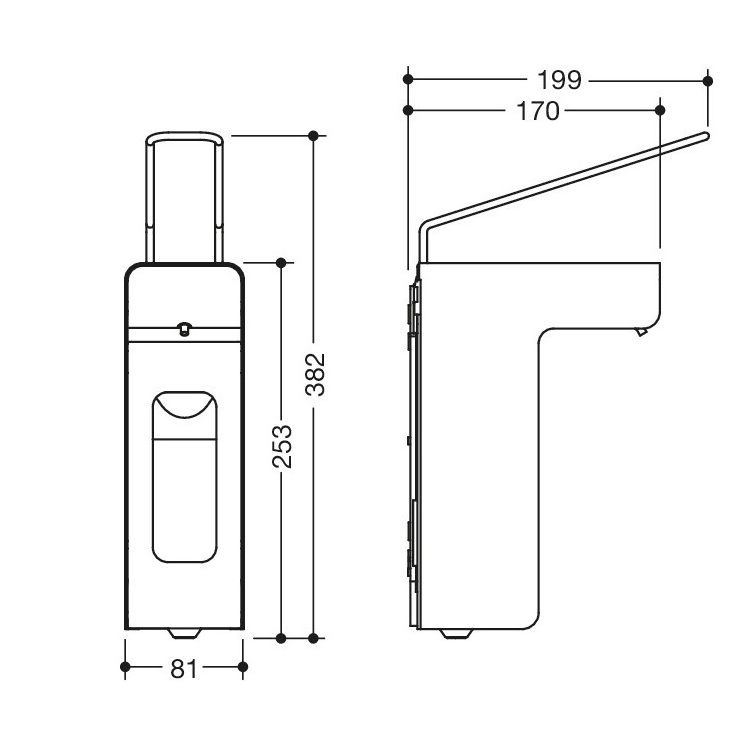 HEWI 500ml Medical Lever Soap Dispenser - Black - NotJustTaps.co.uk