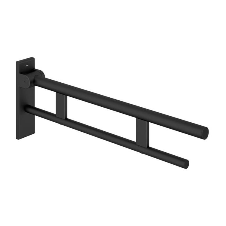 HEWI Duo 750mm Hinged Support Rail - Matt Black - NotJustTaps.co.uk
