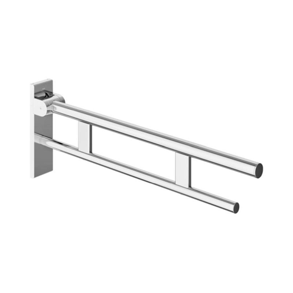 HEWI Duo 750mm Hinged Support Rail - Polished chrome - NotJustTaps.co.uk