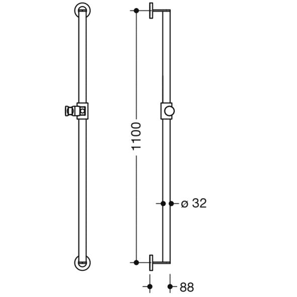 HEWI Support Shower Riser Rail - Matt Black - NotJustTaps.co.uk