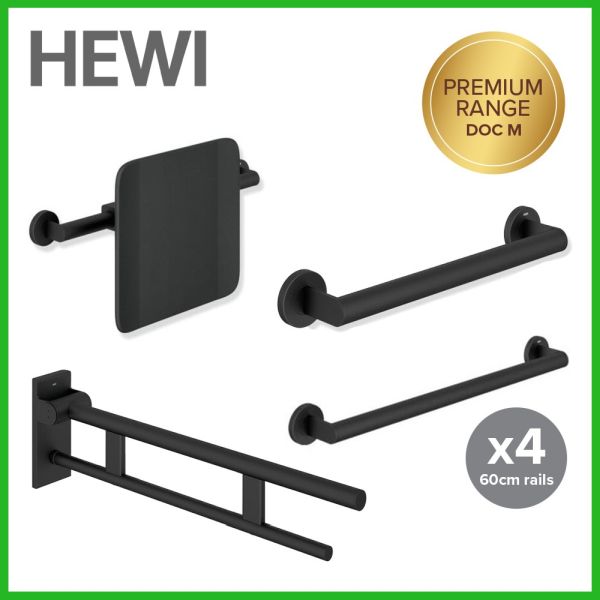 HEWI 900 Series DocM Pack - Black - NotJustTaps.co.uk