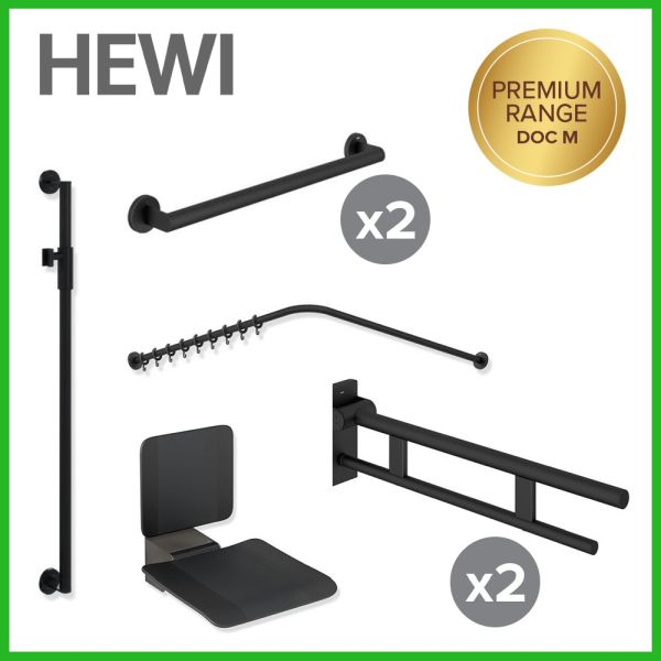 HEWI 900 Series DocM Shower Pack - Black - NotJustTaps.co.uk