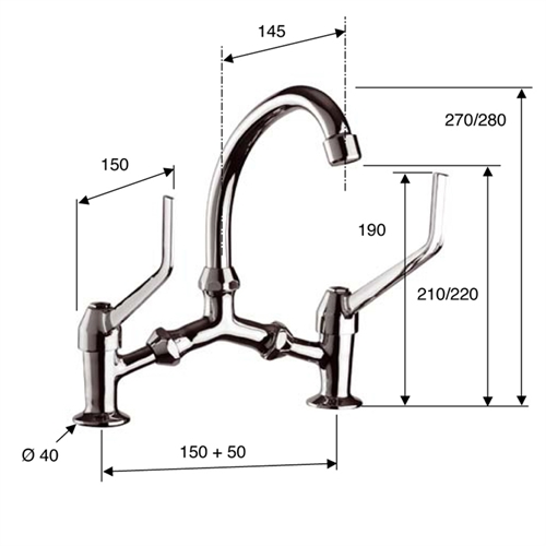 Healthcare series deck sink tap - NotJustTaps.co.uk