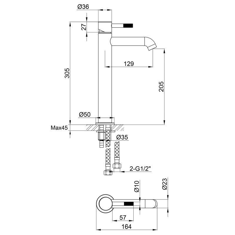 Ravine Tall Basin Mixer - Matte Black - NotJustTaps.co.uk