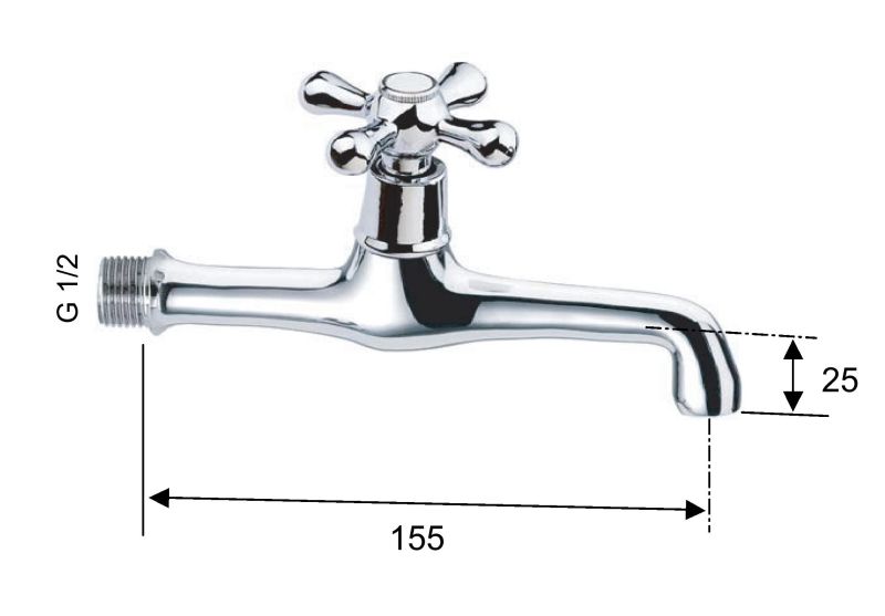 Liberty Wall Mounted Long Bib Tap - NotJustTaps.co.uk