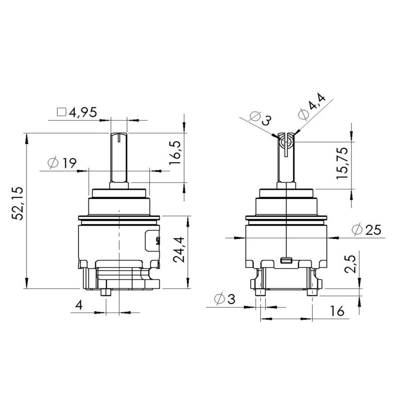 Daniel 25mm Closed Base Cartridge - NotJustTaps.co.uk